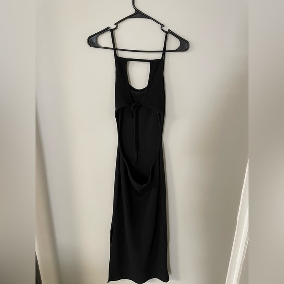 Dresses | Black Dress Backlessstrappy Leg Slit | Poshmark